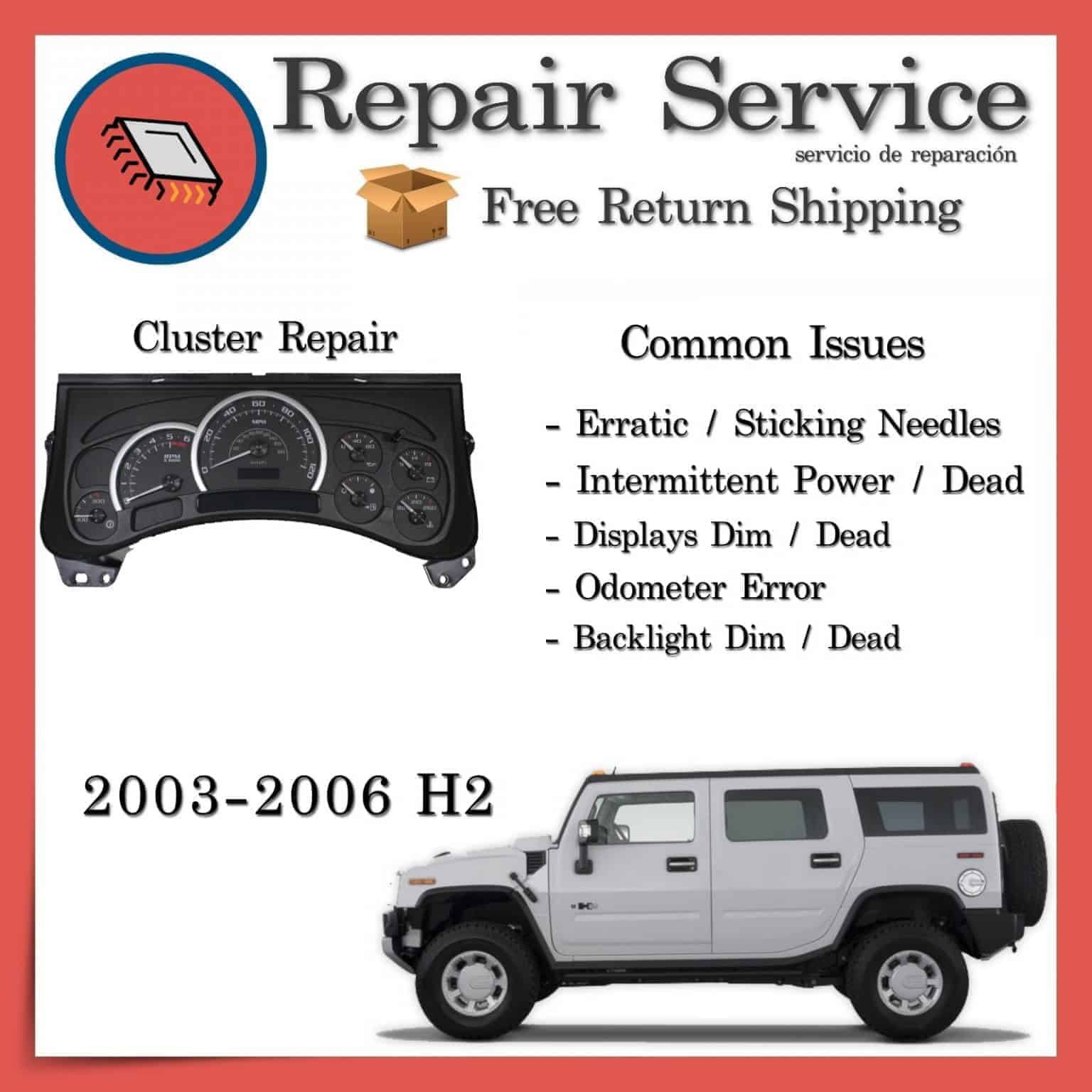 2003-2006 Hummer H2 Gauge Cluster Repair Service - Module Mechanics