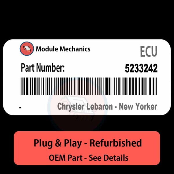 5233242 ECU - PLUG & PLAY | Chrysler Lebaron - New Yorker | ECM PCM BCM ...