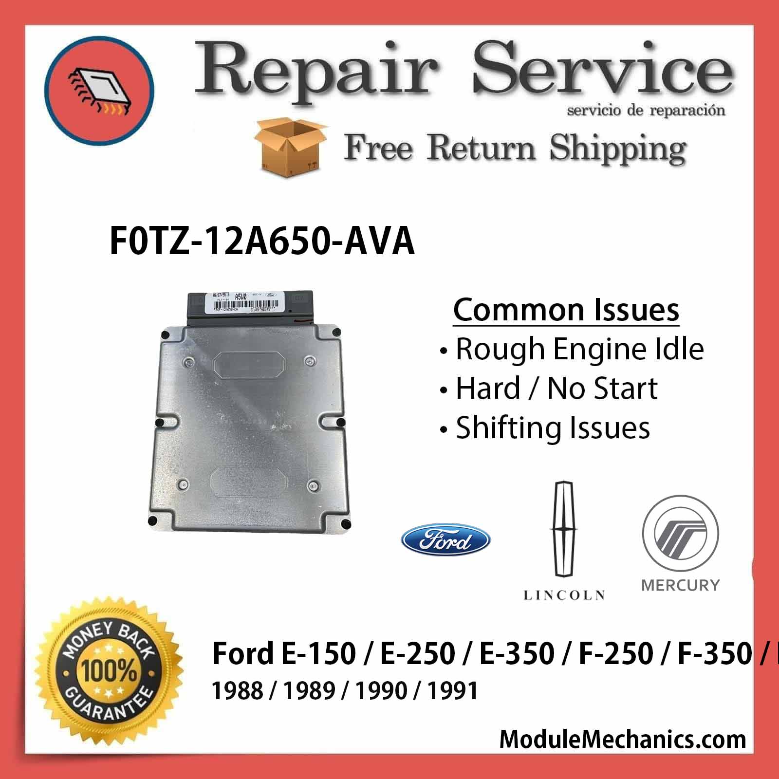 F0TZ-12A650-AVA ECU - Repair Service | Ford E-150 / E-250 / E-350 / F ...